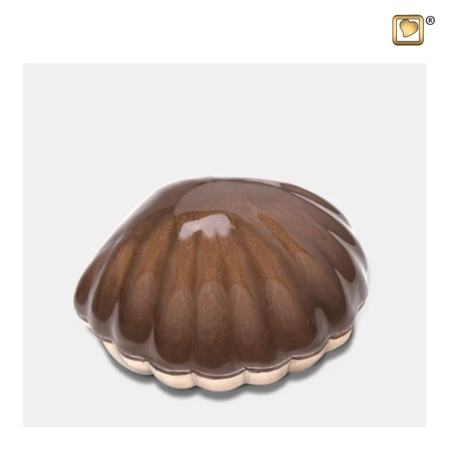 Shell™ Keepsake Urn Pearl Bronze & Bru Gold - Loving Memorial Urns